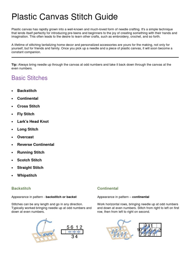 Plastic Canvas Stitch Guide PDF | PDF | Crafts | Embroidery