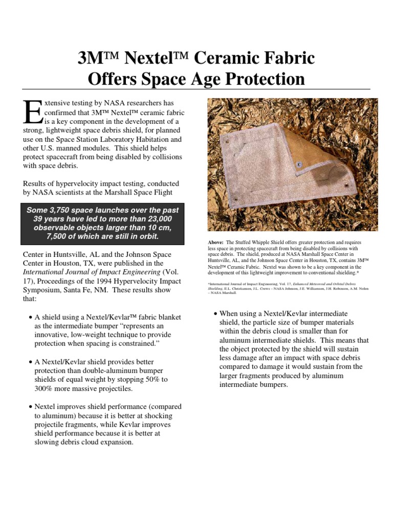 3M Nextel Ceramic Fabric Offers Space Age Protection | PDF | Space ...