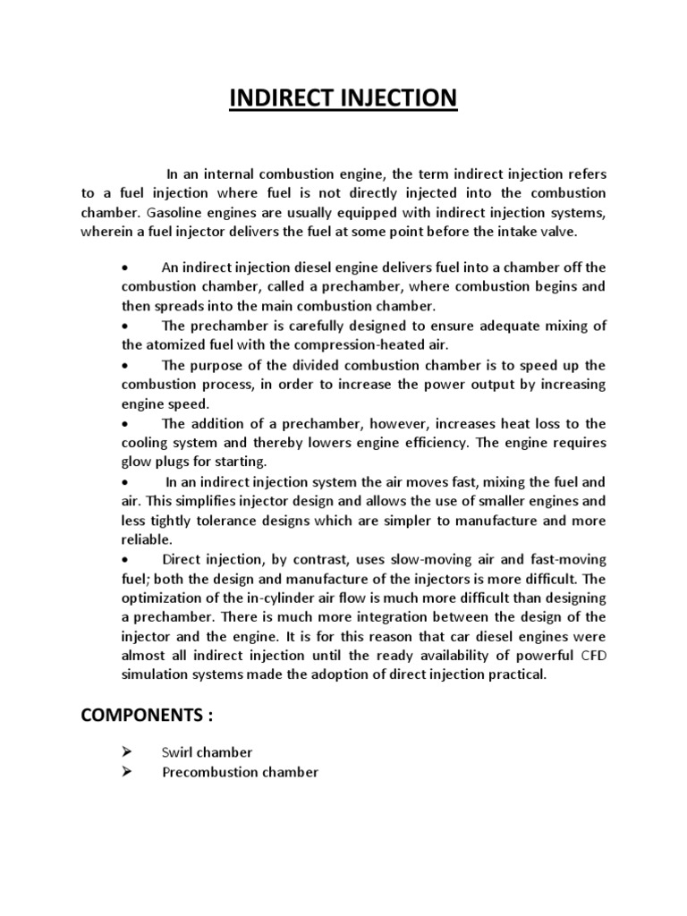 Indirect Injection: Components | PDF | Diesel Engine | Fuels