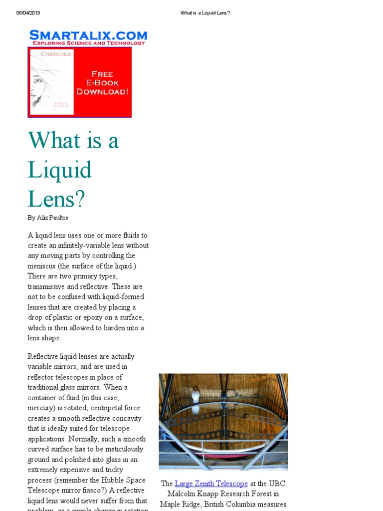 What Is A Liquid Lens | PDF | Lens (Optics) | Optics