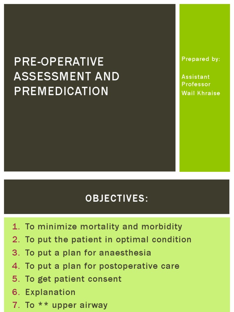 Pre-operative Assessment Guidelines | PDF