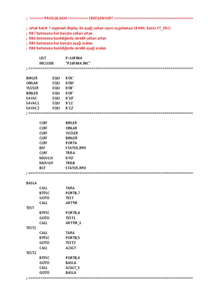 7-Segment Display Counter Code | PDF