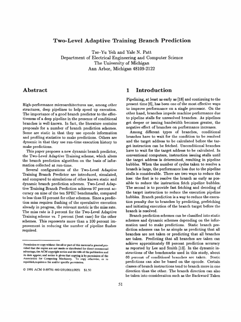 Two Level Branch Prediction | PDF | Computer Architecture | Areas Of ...