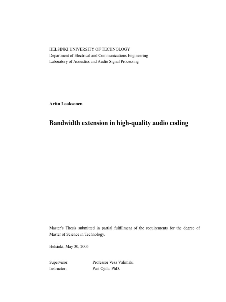 Bandwidth Extension In High Quality Audio Coding Pdf Codec Algorithms