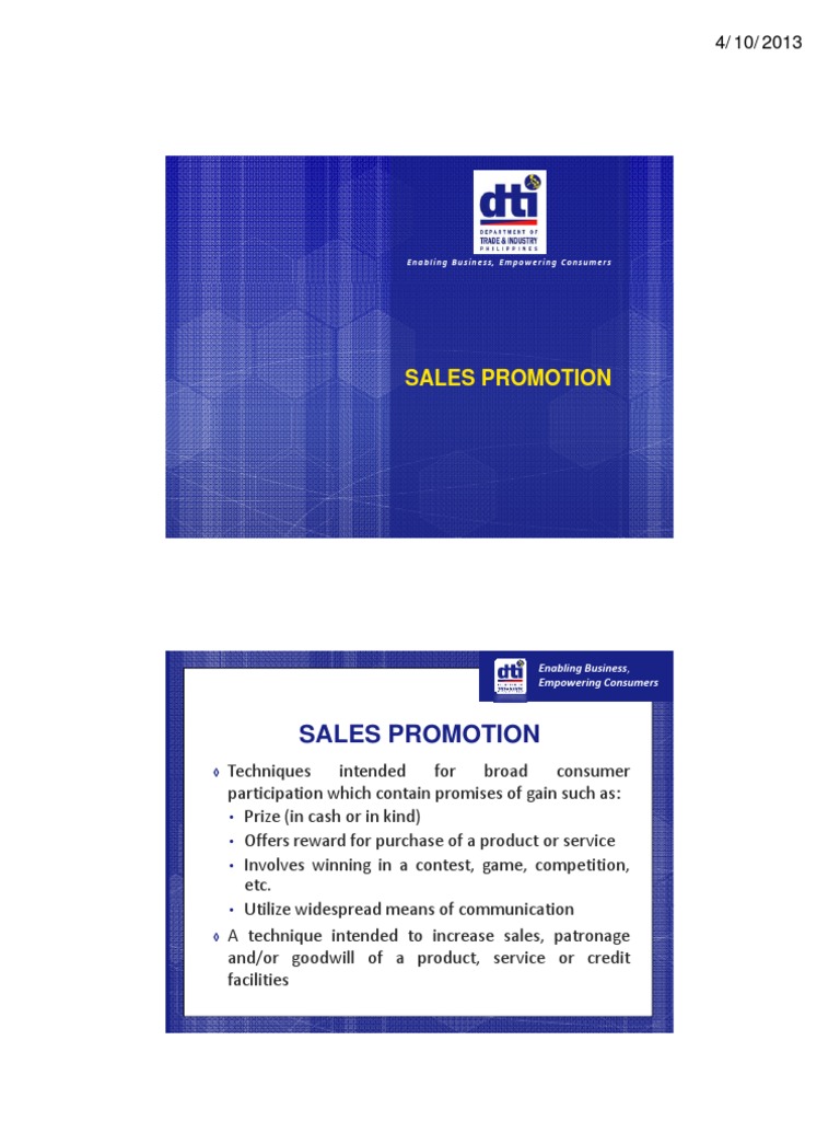 DTI Sales Promotion | PDF | Retail | Social Institutions