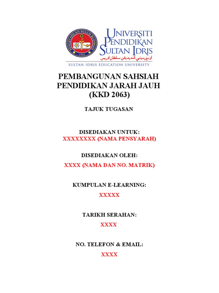Contoh Format Kulit Assignment Dan Isi Kandungan | PDF
