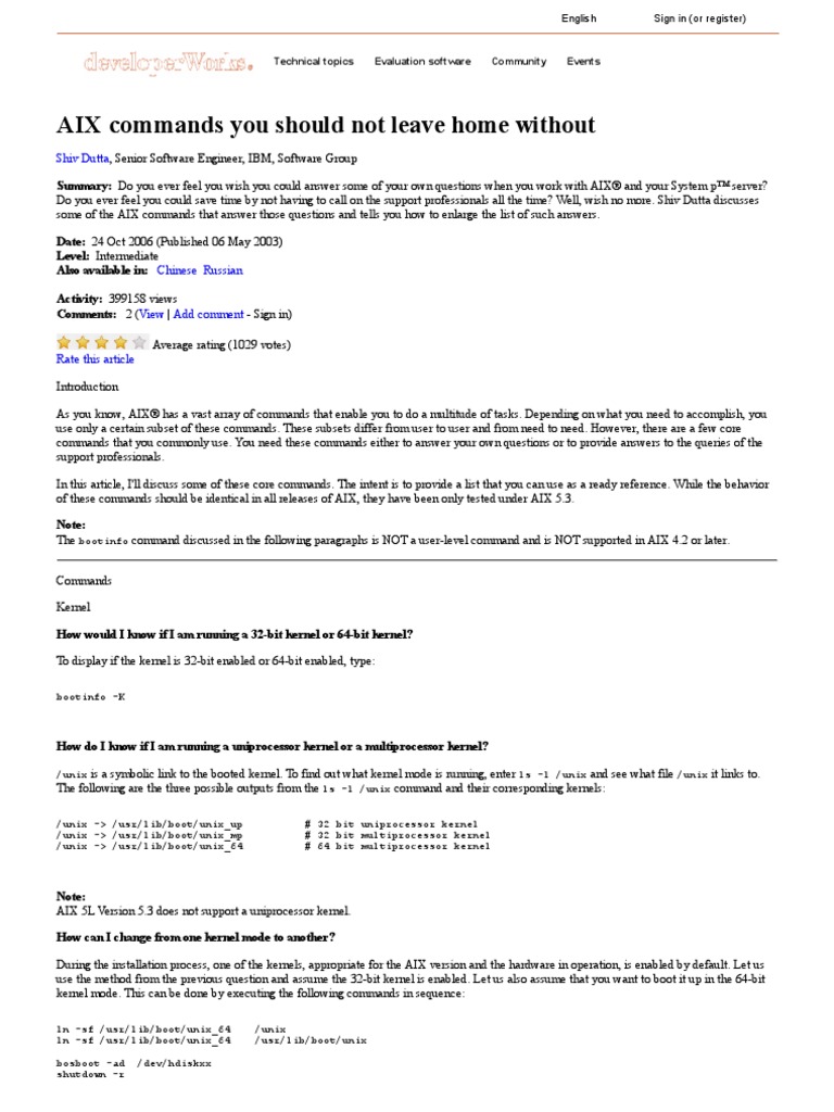 AIX Commands You Should Not Leave Home Without | PDF | 64 Bit Computing | File System