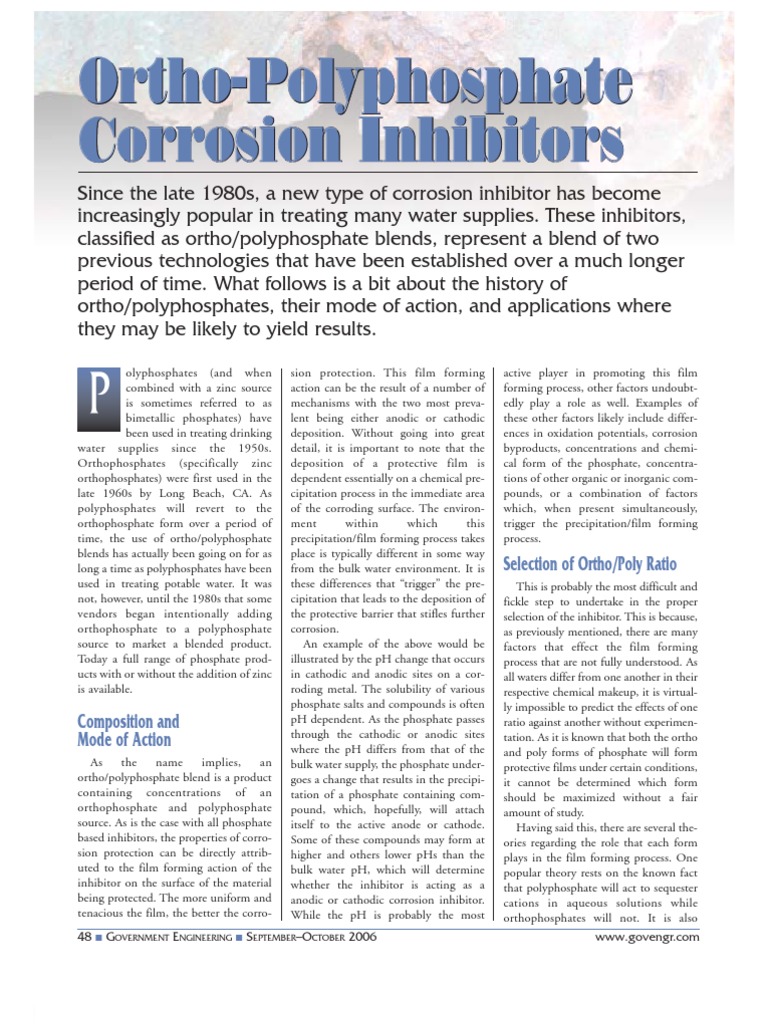 Orthopolyphosphate Corrosion Inhibitors PDF | PDF | Corrosion | Anode