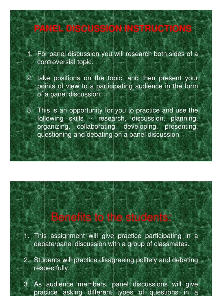 Panel Discussion Instructions | PDF | Truth | Semiotics