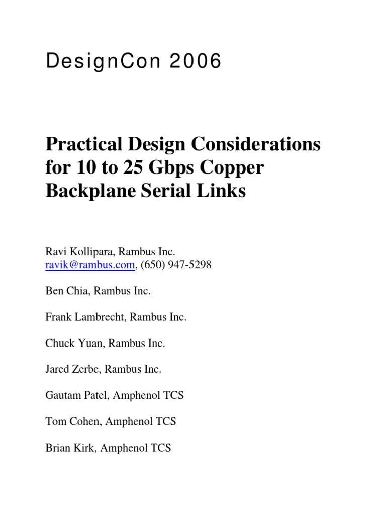 Practical Design Considerations For 10 To 25 Gbps Copper Backplane ...