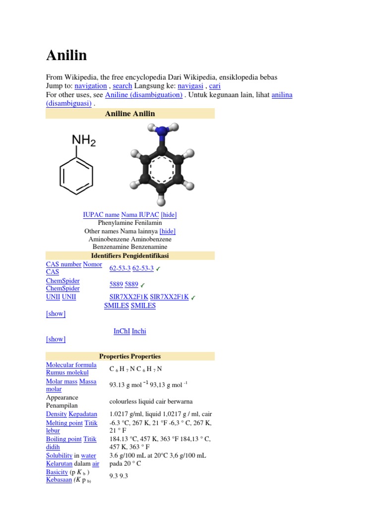 Aniline Chemical Properties | PDF | Cooking, Food & Wine | Science ...