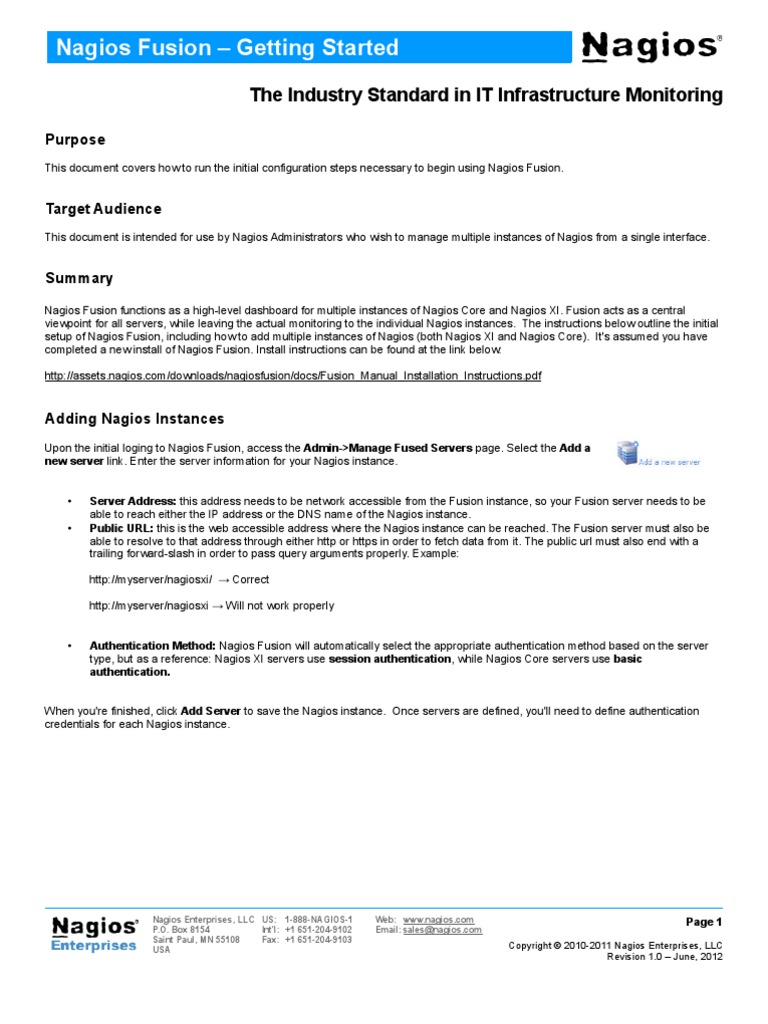 Nagios Fusion - Getting Started | PDF | Server (Computing) | Hypertext Transfer Protocol