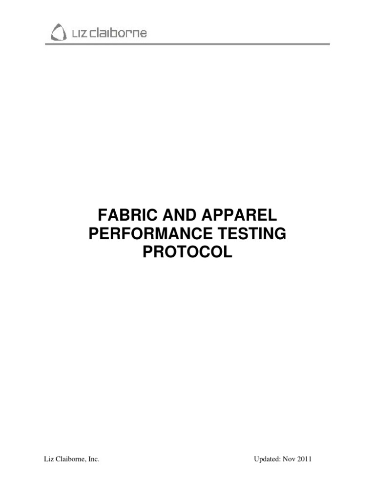 Fabric and Apparel Performance Testing Protocol | PDF | Textiles | Knitting