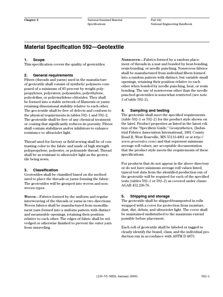 Geotextile Fabric Specifications Guide | PDF | Nonwoven Fabric | Yarn