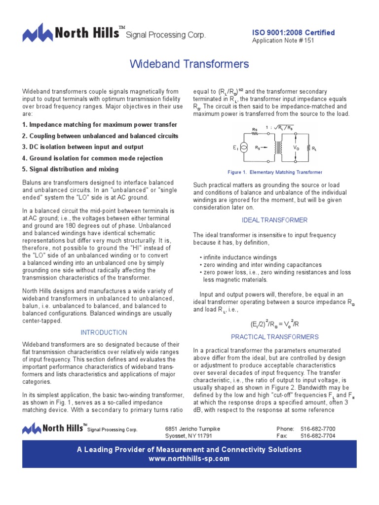 Wideband Transformers | PDF | Transformer | Transmission Line