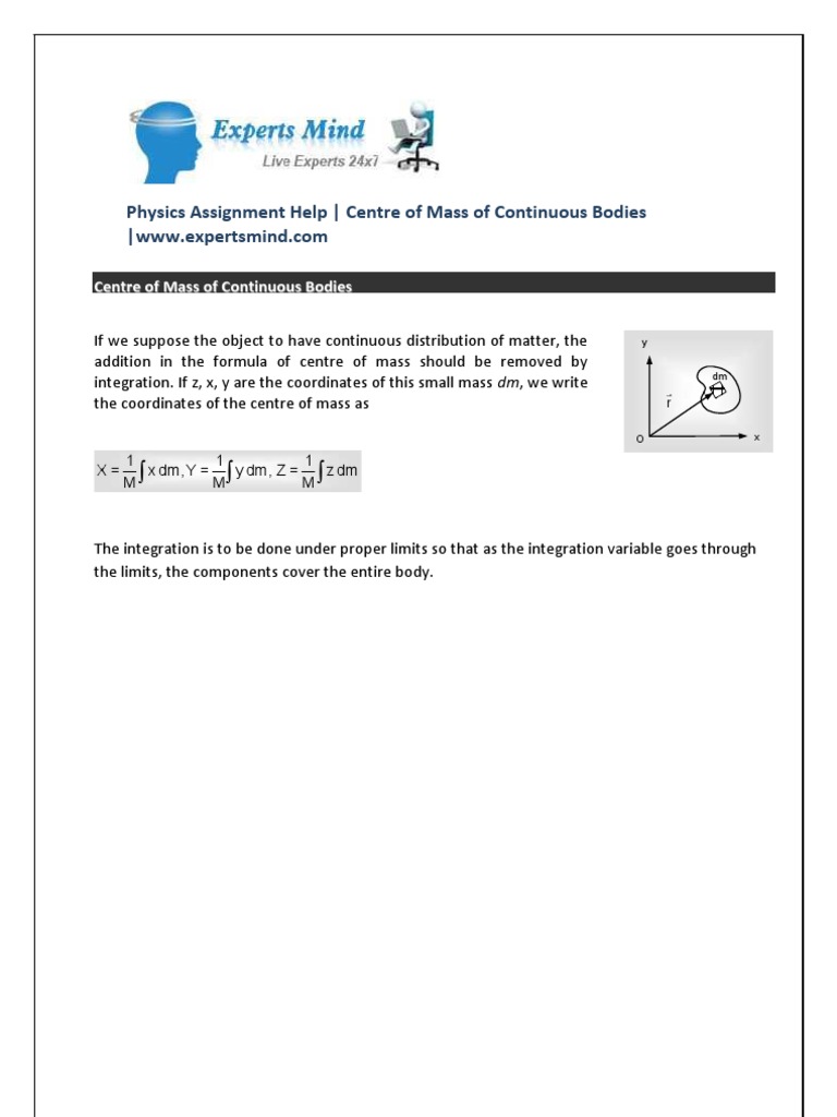 Centre of Mass of Continuous Bodies | PDF