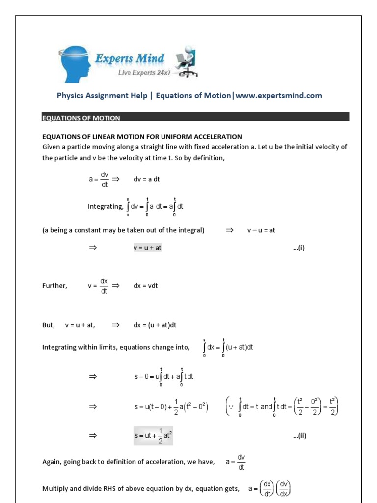 Equations of Motion | PDF | Equations Of Motion | Acceleration