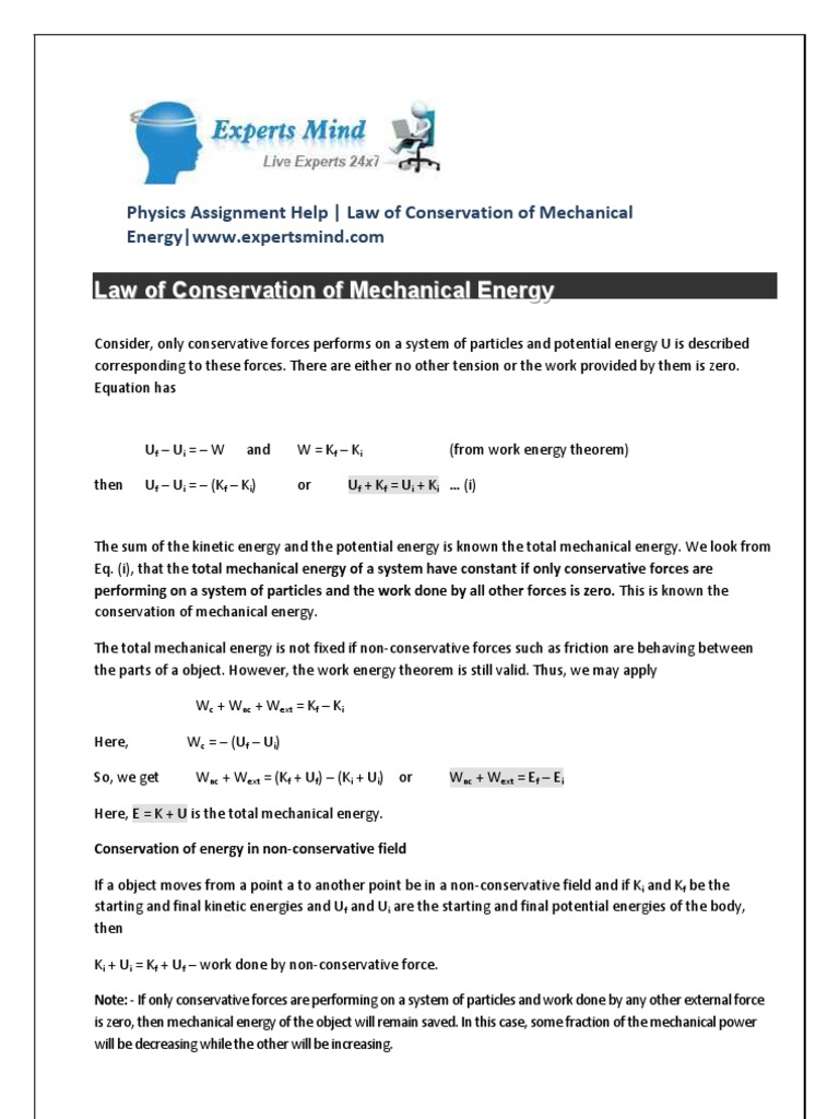 Conservation of Mechanical Energy Explained | PDF