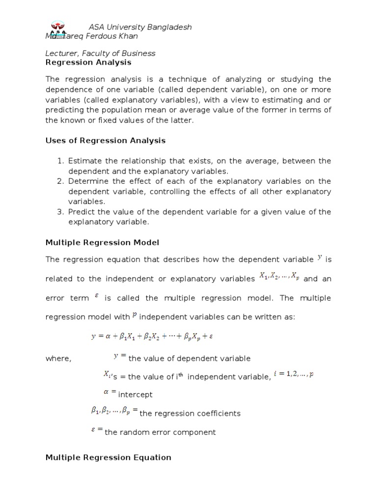 Multiple Regression | PDF | Regression Analysis | Errors And Residuals