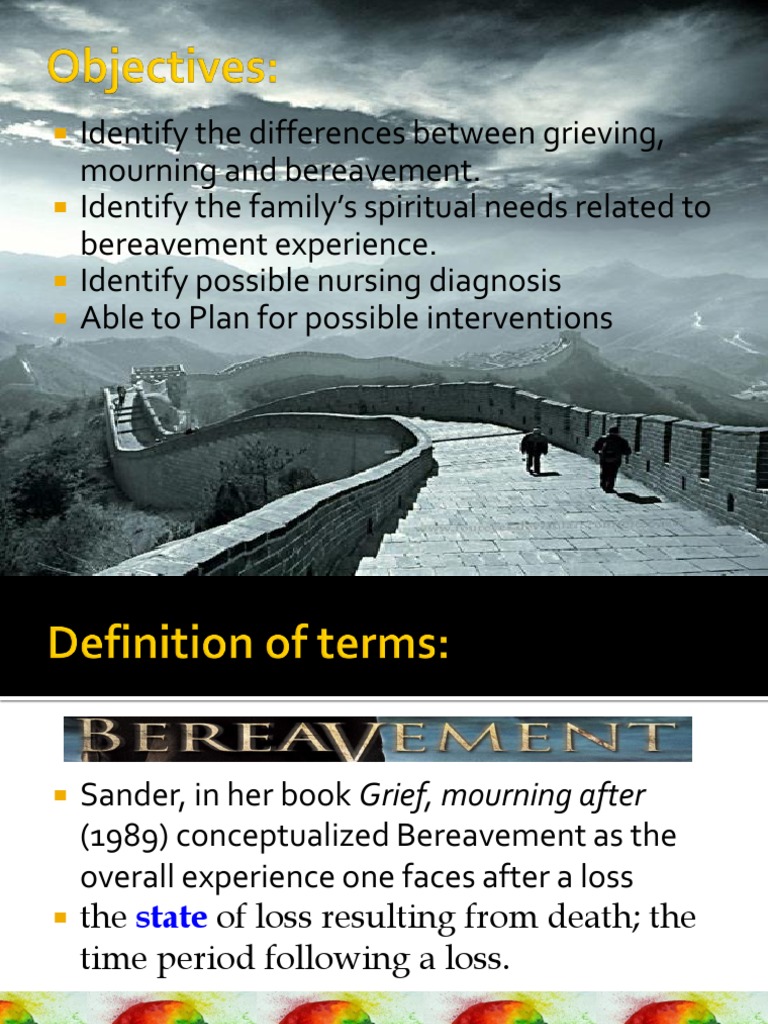 bereavement ppt | Grief | Abnormal Psychology