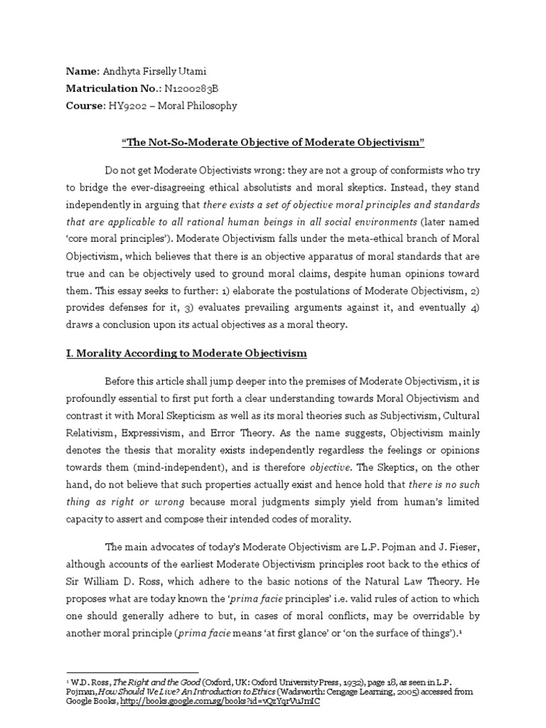 Moderate Objectivism | PDF | Objectivity (Philosophy) | Objectivism ...