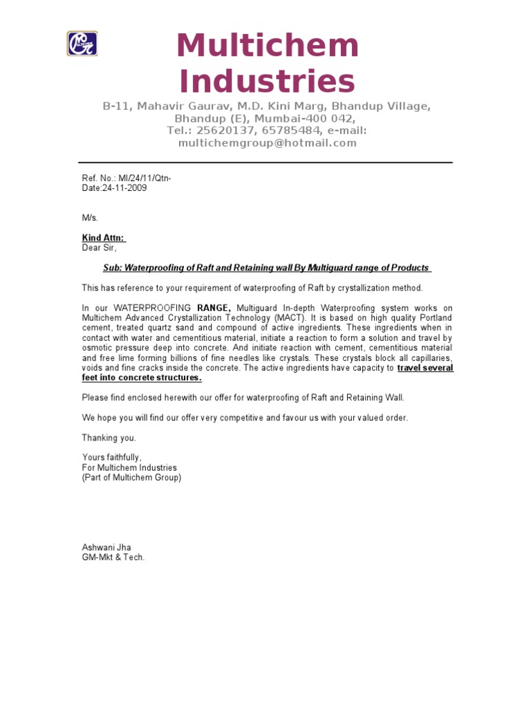 Multi Chem | PDF | Concrete | Water