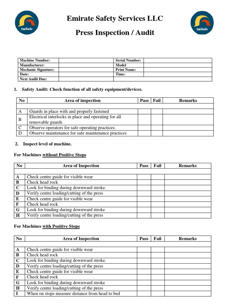 Press Machine Inspection | PDF | Machines | Wear