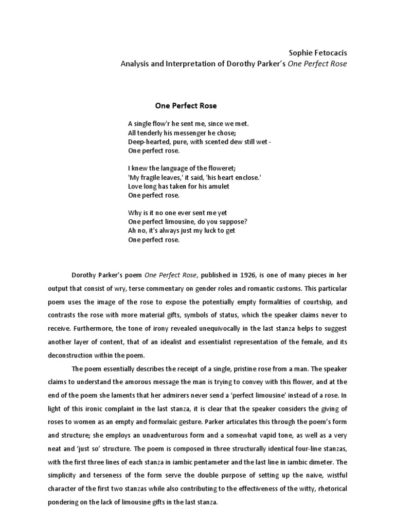 One Perfect Rose | PDF | Poetry | Gender