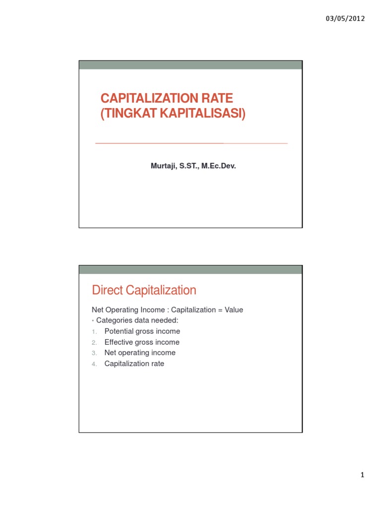Capitalization Rate | PDF | Real Estate Appraisal | Investing