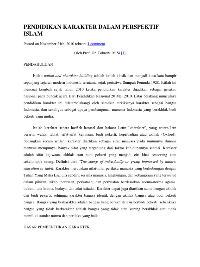 Pendidikan Karakter Dalam Perspektif Islam | PDF | Ilmu Sosial