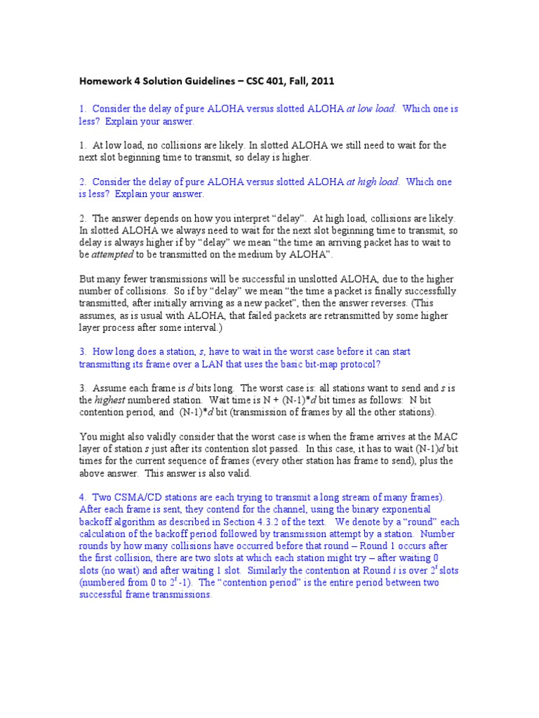 Homework 4 Solution Guidelines for CSC 401 Fall 2011 | PDF | Ethernet ...
