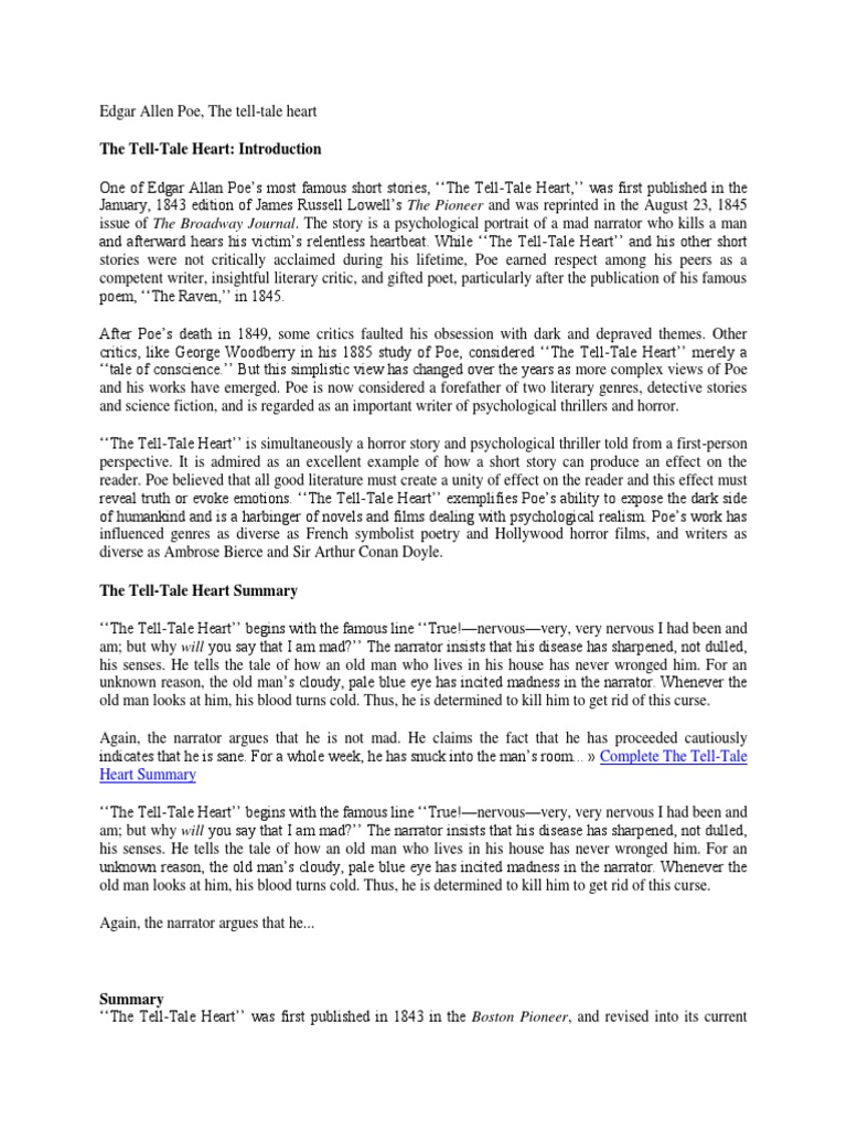 The Tell-Tale Heart: A Psychological Thriller | PDF | Edgar Allan Poe ...