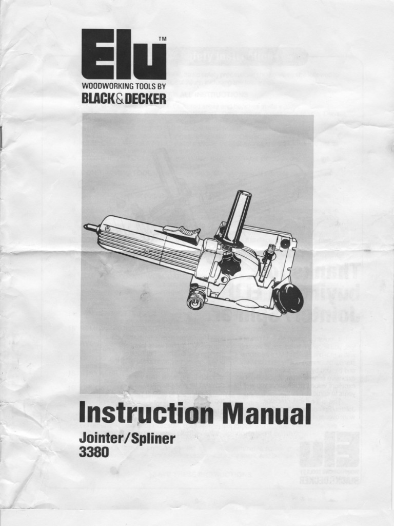 Elu Black & Decker 3380 Biscuit Jointer Spliner Manual Instructions | PDF