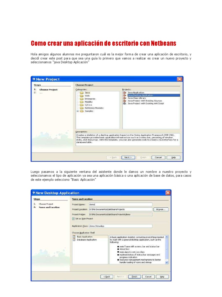 Como Crear Una Aplicación de Escritorio Con Netbeans | PDF | Java ...