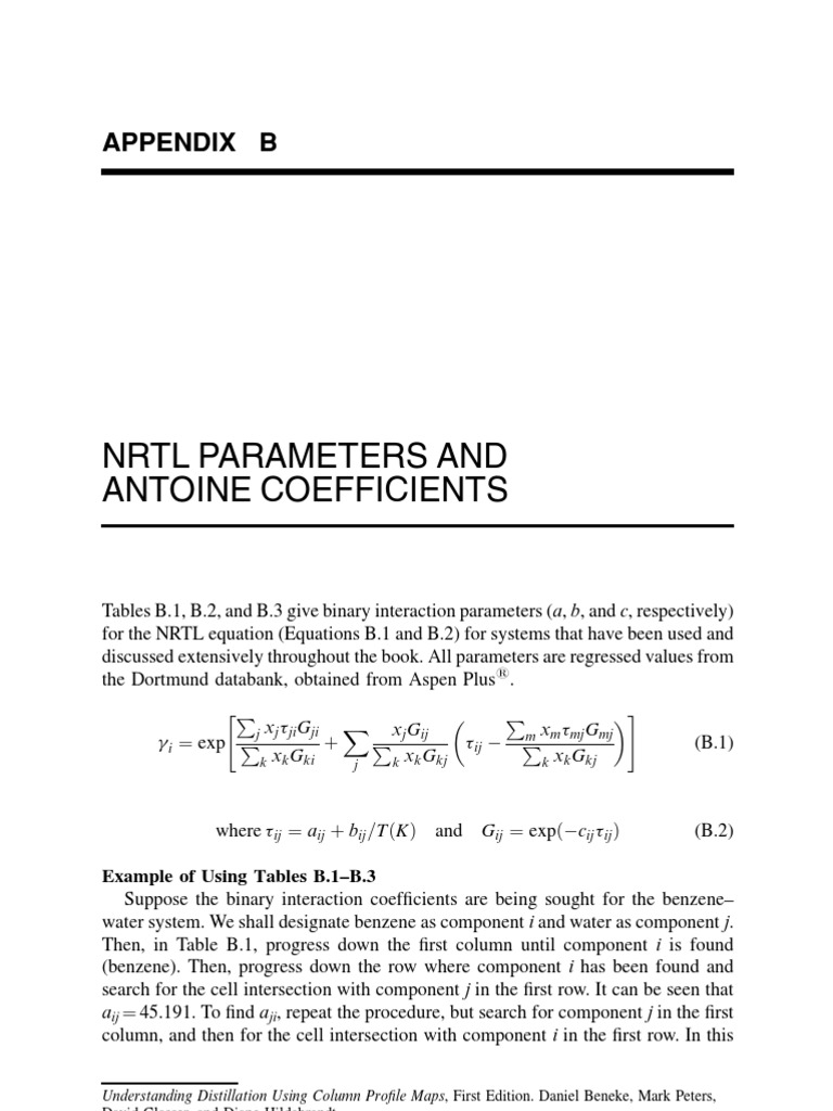 NRTL Parameters | Thermodynamics | Physical Chemistry