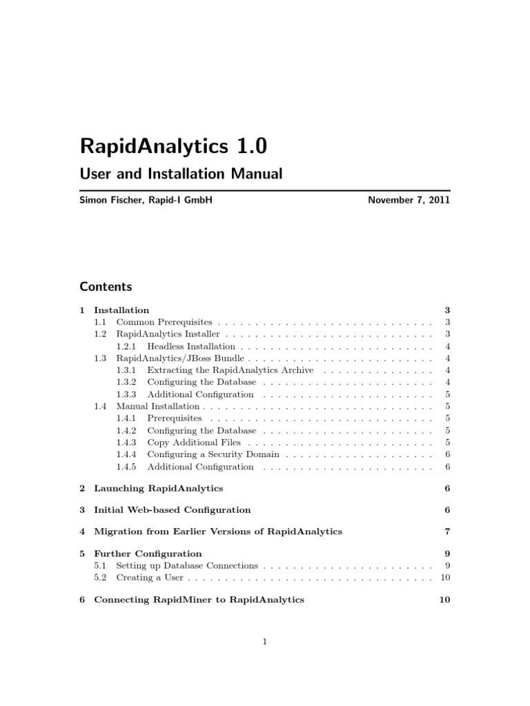 RapidAnalytics Manual | PDF | Parameter (Computer Programming) | Databases
