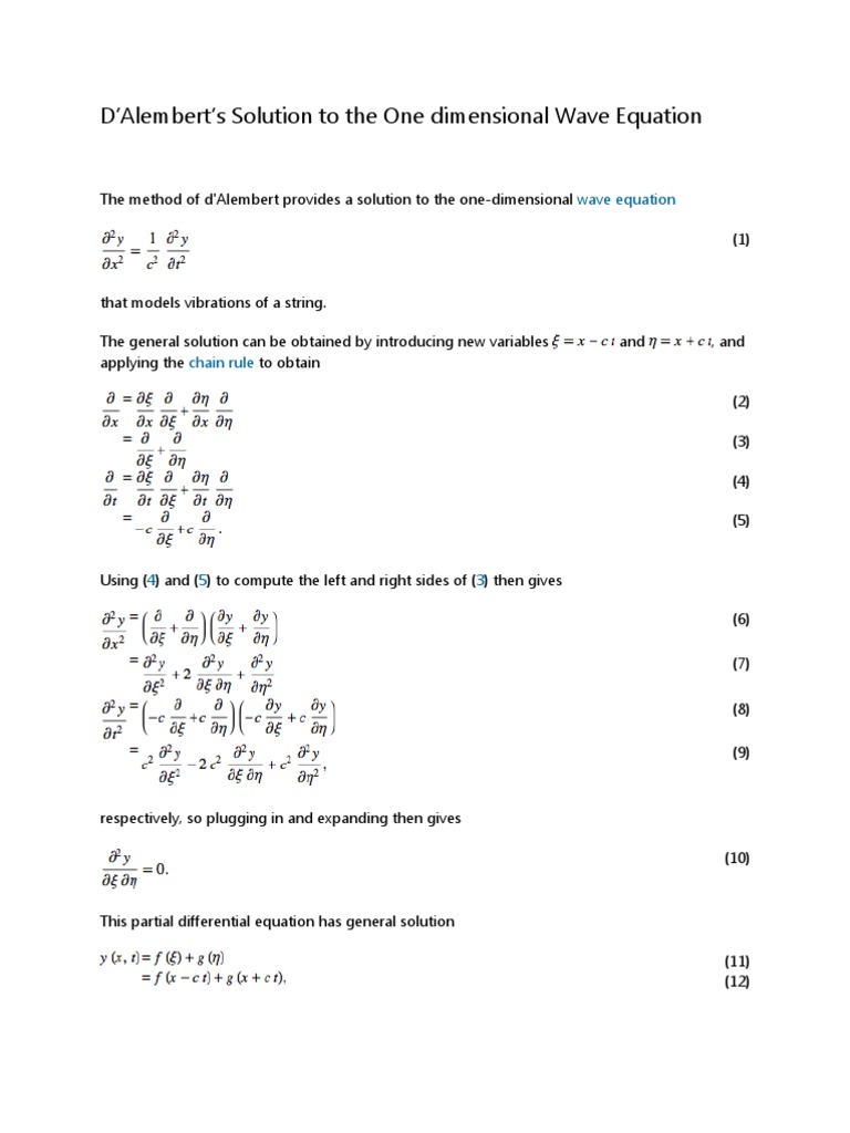 Wave Equation Solution | PDF
