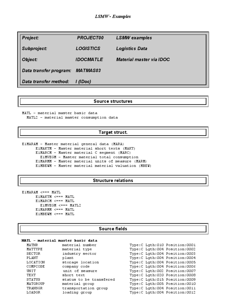 SAP LSMW Field Info in Data Migration | PDF | Valuation (Finance) | C ...