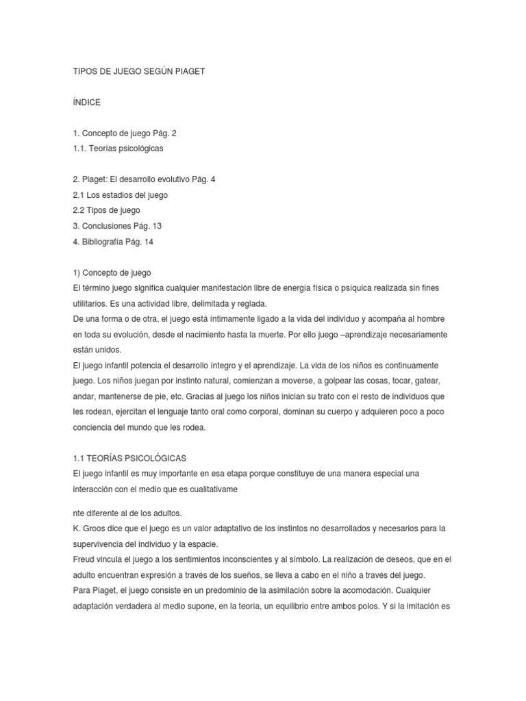 Tipos De Juego Según Piaget Pdf Los Símbolos Adultos