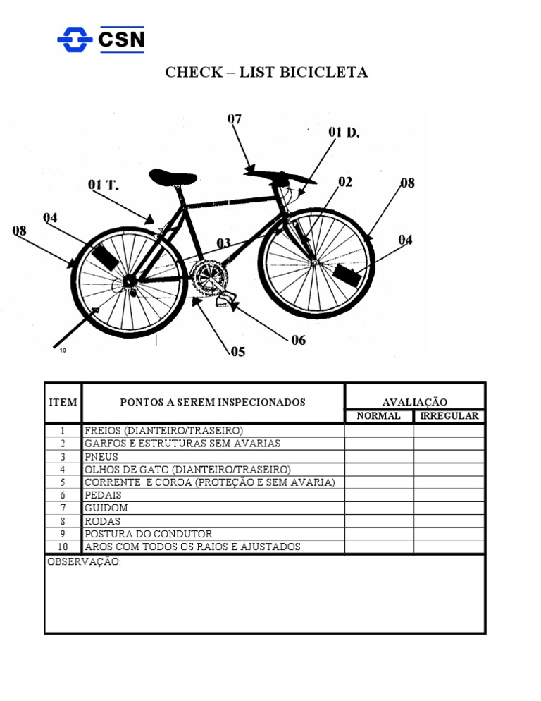 Check List Bicicleta | PDF