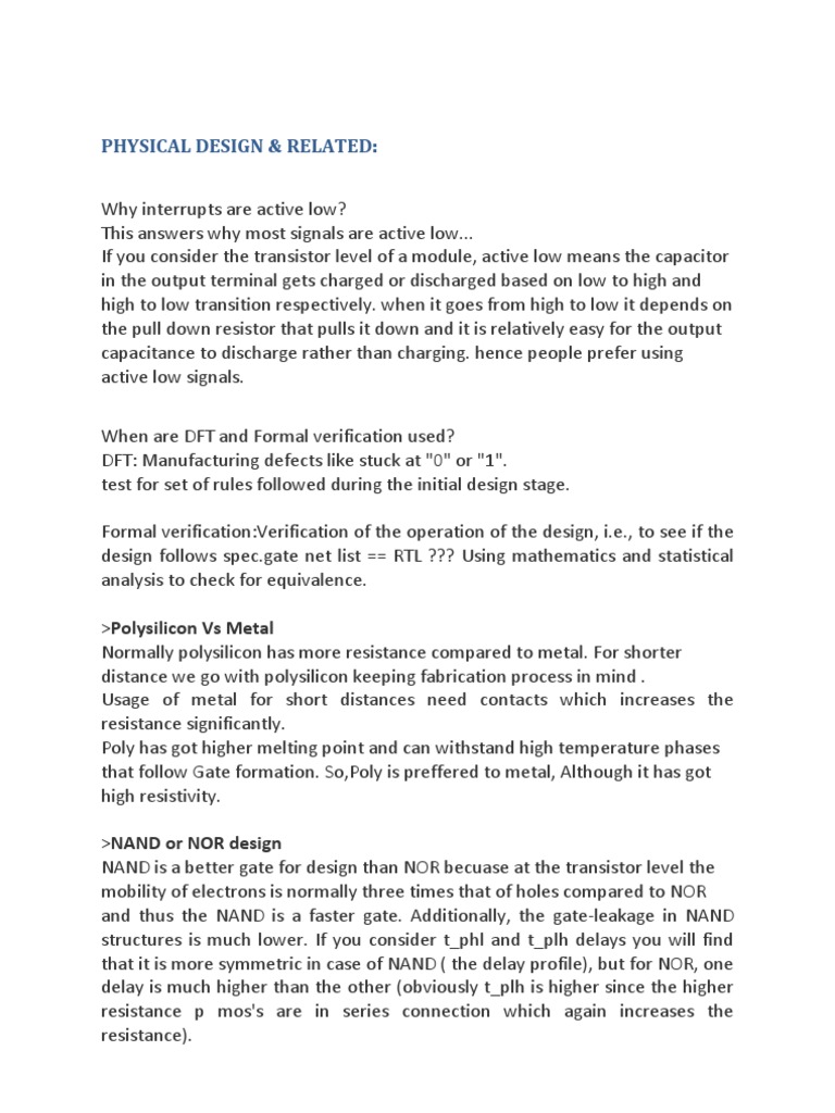 Physical Design | PDF | Cmos | Mosfet