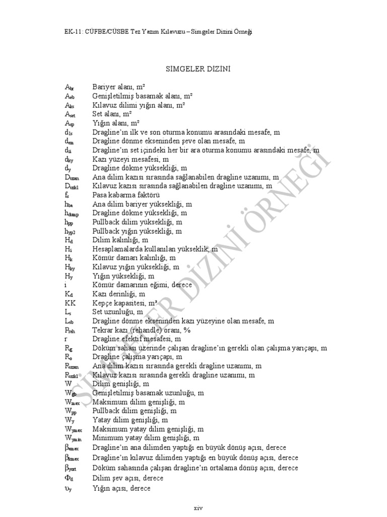 EK 11 Simgeler Dizini Ornegi | PDF