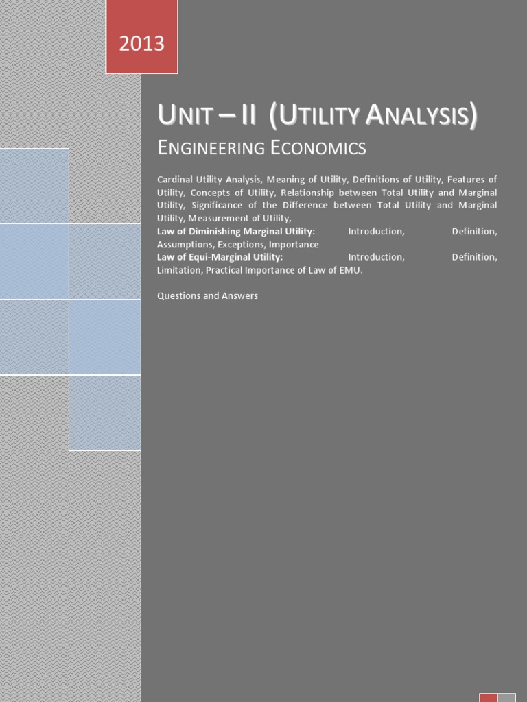 Utility Analysis - Engineering Economics | PDF | Utility | Marginal Utility