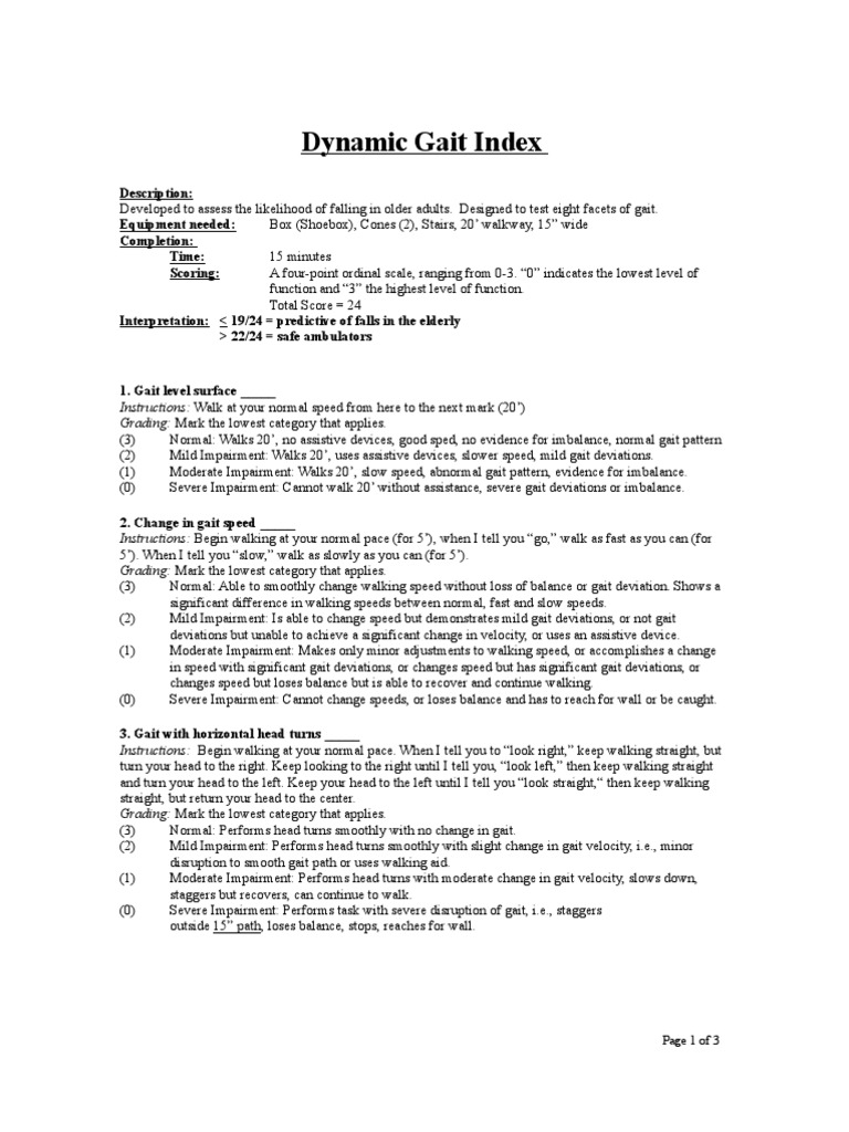Dynamic Gait Index