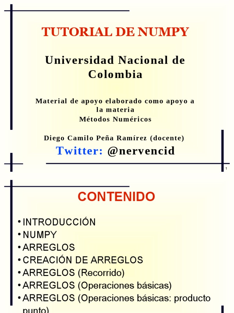Tutorial de NumPy | PDF | Python (lenguaje de programación) | Matriz (Matemáticas)
