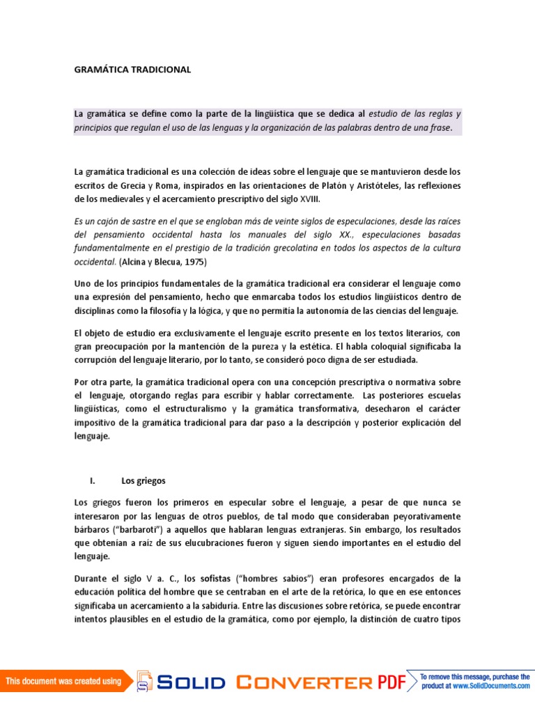 La Gramática Tradicional | PDF | Palabra | Gramática