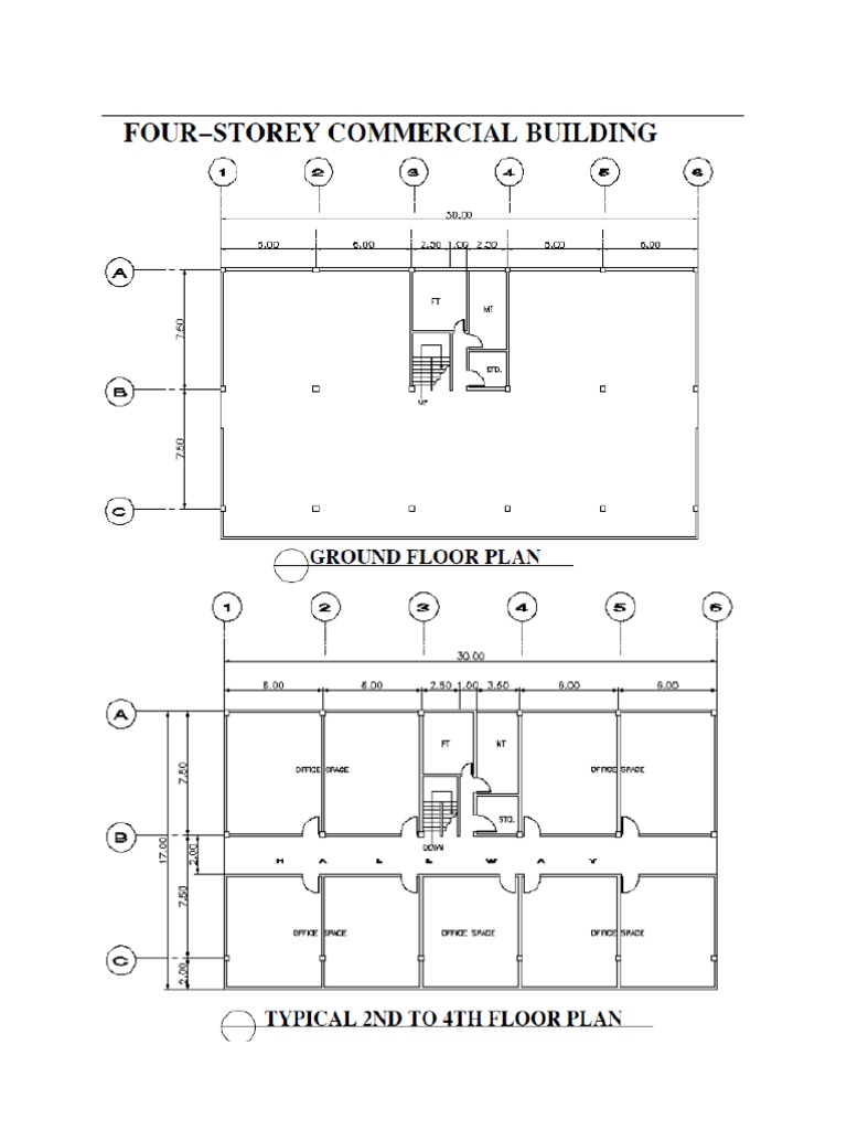 4-Storey Commercial Building Plan | PDF | Structural Engineering ...