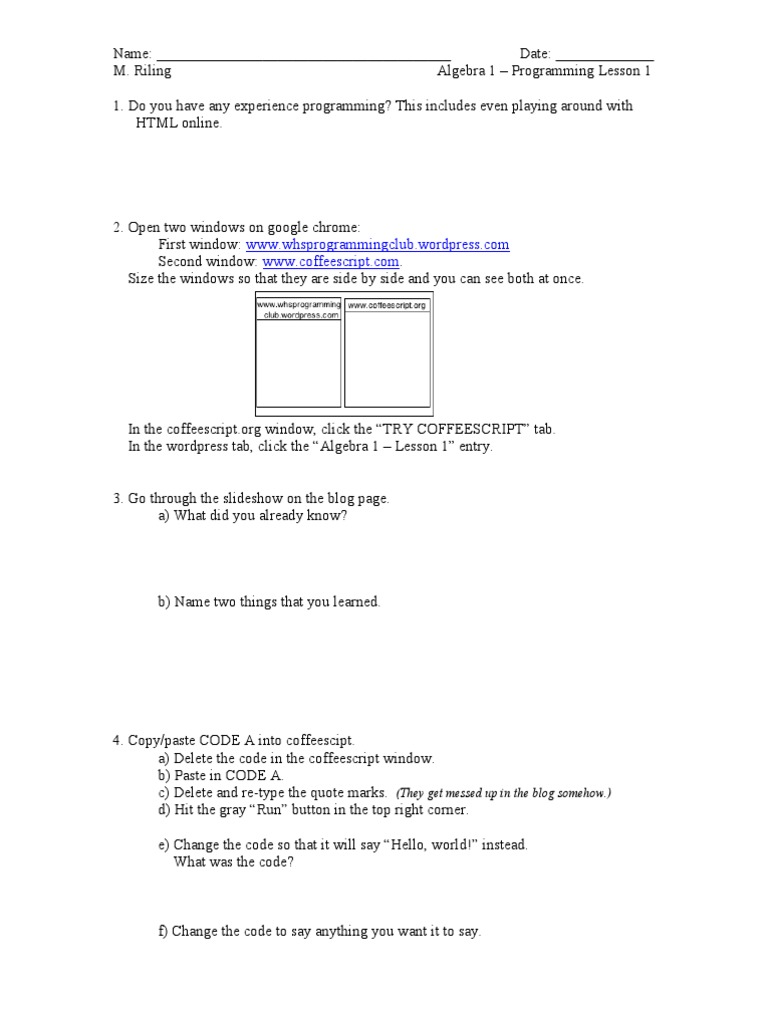 Alg 1 - Programming Lesson 1 | PDF | Computing | Software