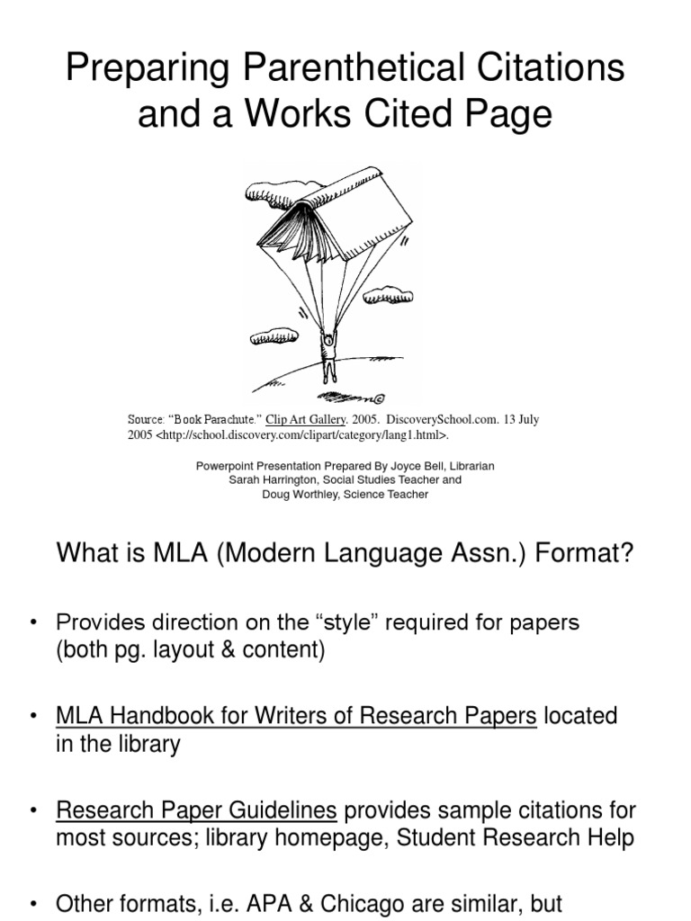 Preparing Parenthetical Citations and A Works Cited Page Literary Crit ...