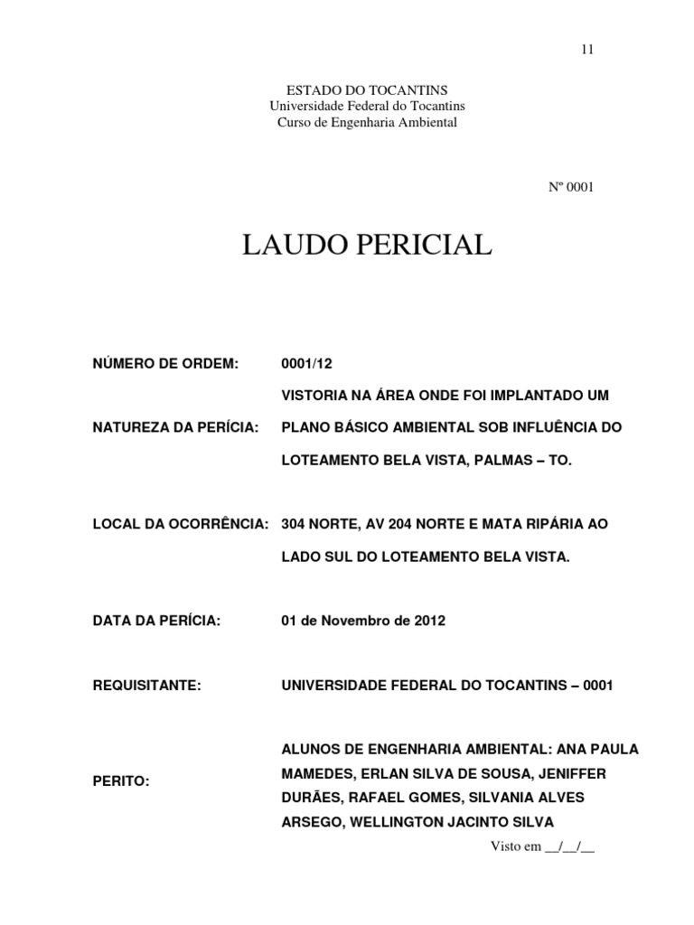 Laudo Pericial | Ambiente Natural | Rio